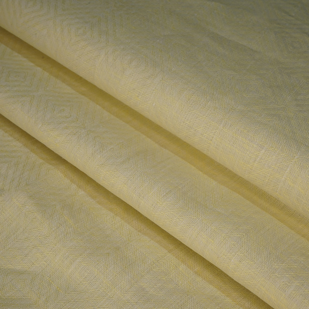 Solino 100% Pure Linen Yellow self Jacquard Fabric – Linen Avenue