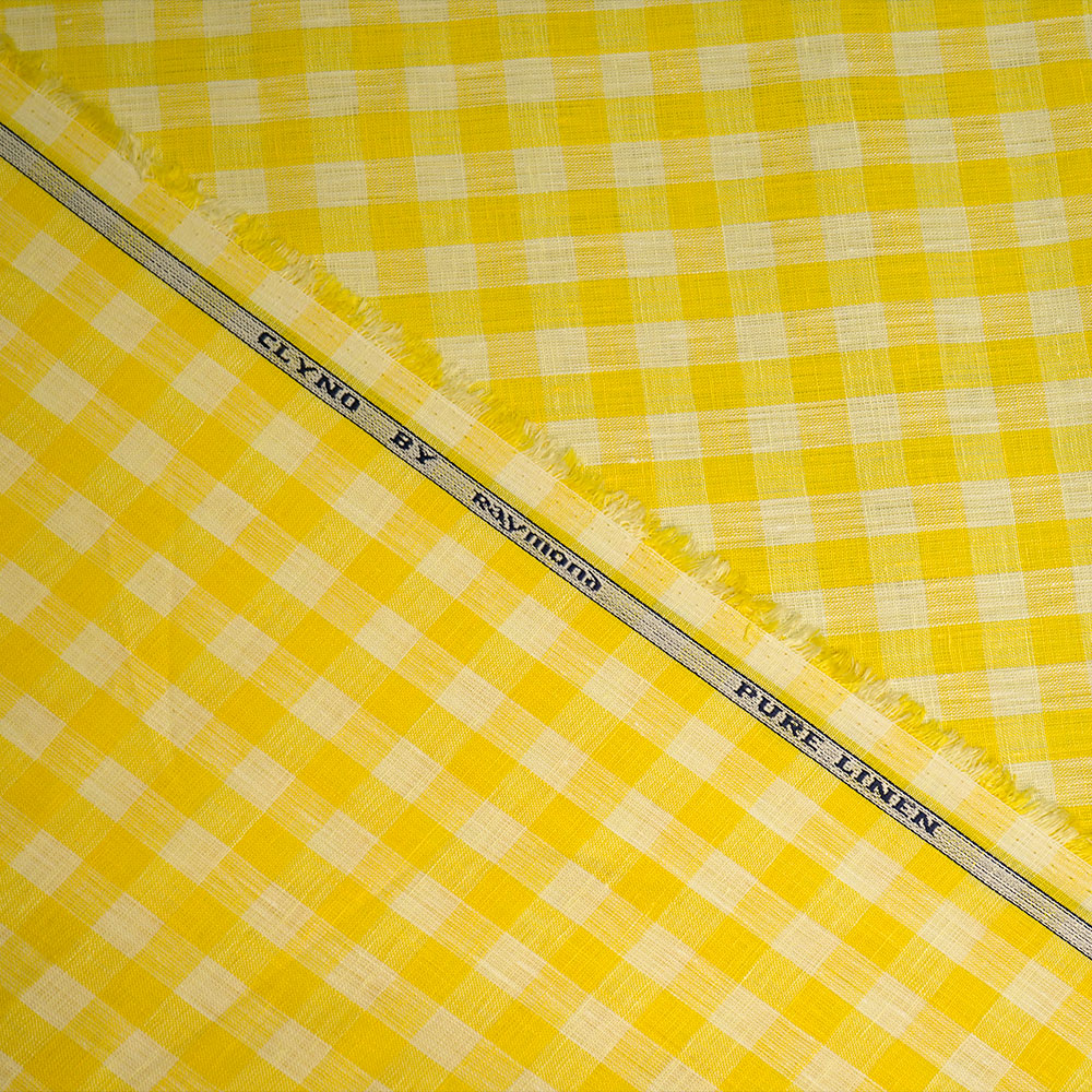 Raymond 100% Pure Linen Yellow Checks Fabric – Linen Avenue