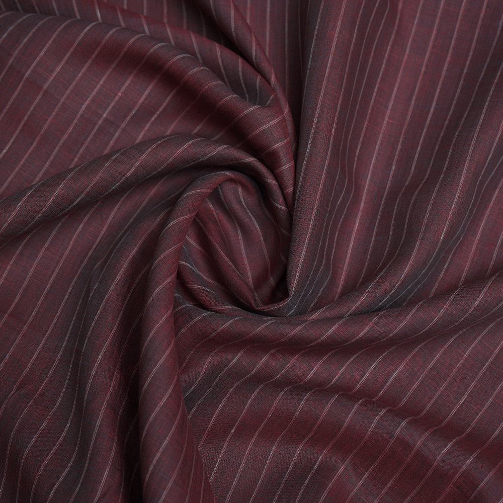 Burgoyne 100% Pure Linen Maroon Stripes Fabric – Linen Avenue