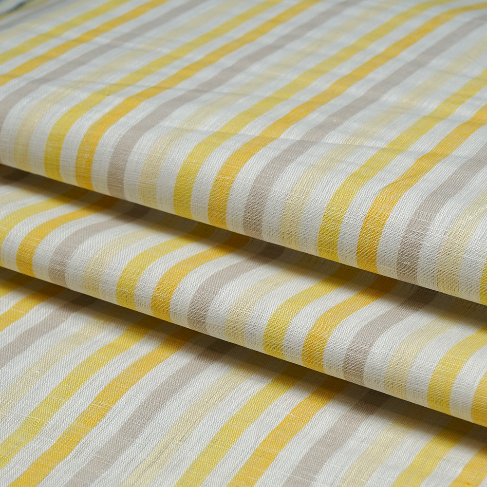 Raymond 100% Pure Linen Yellow Stripes Fabric – Linen Avenue