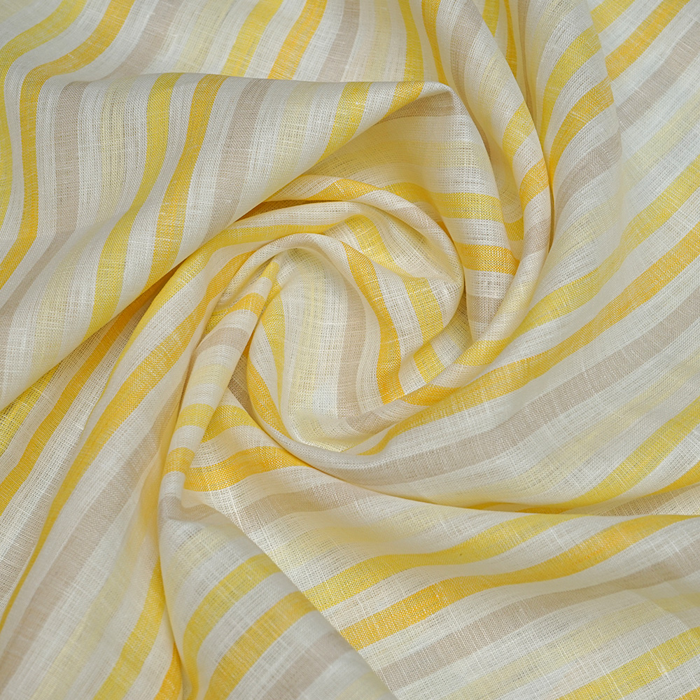 Raymond 100% Pure Linen Yellow Stripes Fabric – Linen Avenue