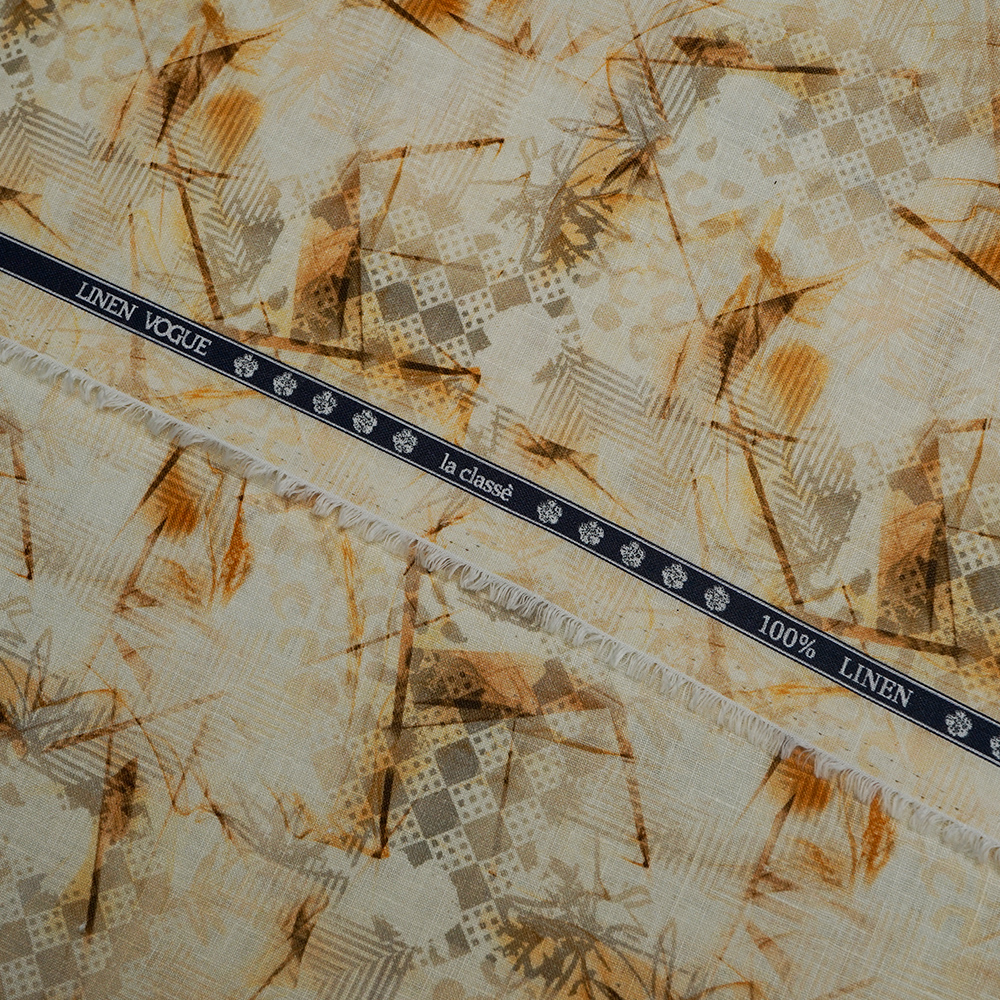 Linen Vouge 100% Pure Linen Printed Brown Fabric – Linen Avenue