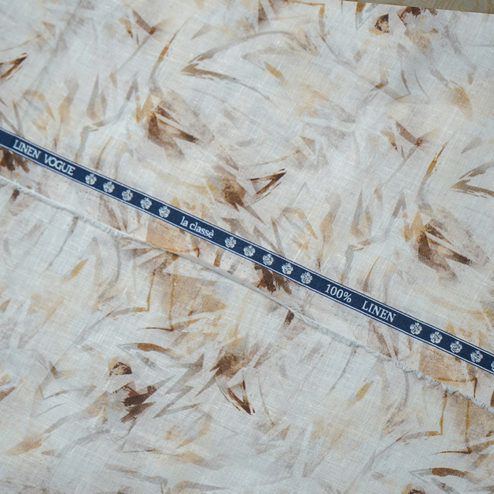 Linen Vouge 100% Pure Linen Digital Elite Printed Brown Fabric – Linen ...
