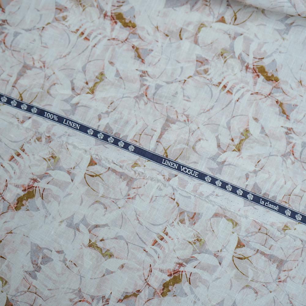 Linen Vouge 100% Pure Linen Digital Elite Printed White Fabric – Linen ...