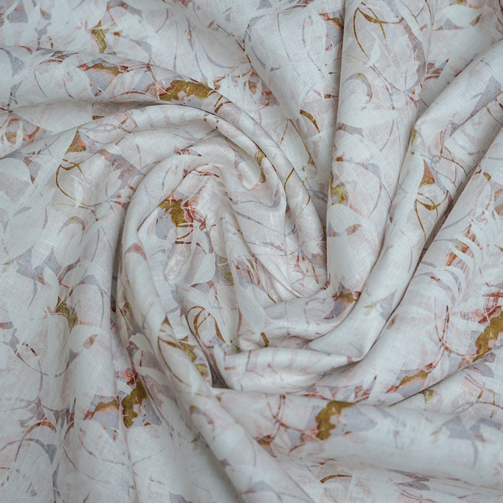 Linen Vouge 100% Pure Linen Digital Elite Printed White Fabric – Linen ...