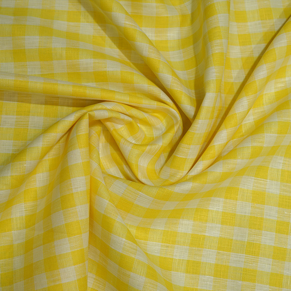 Raymond 100% Pure Linen Yellow Checks Fabric – Linen Avenue
