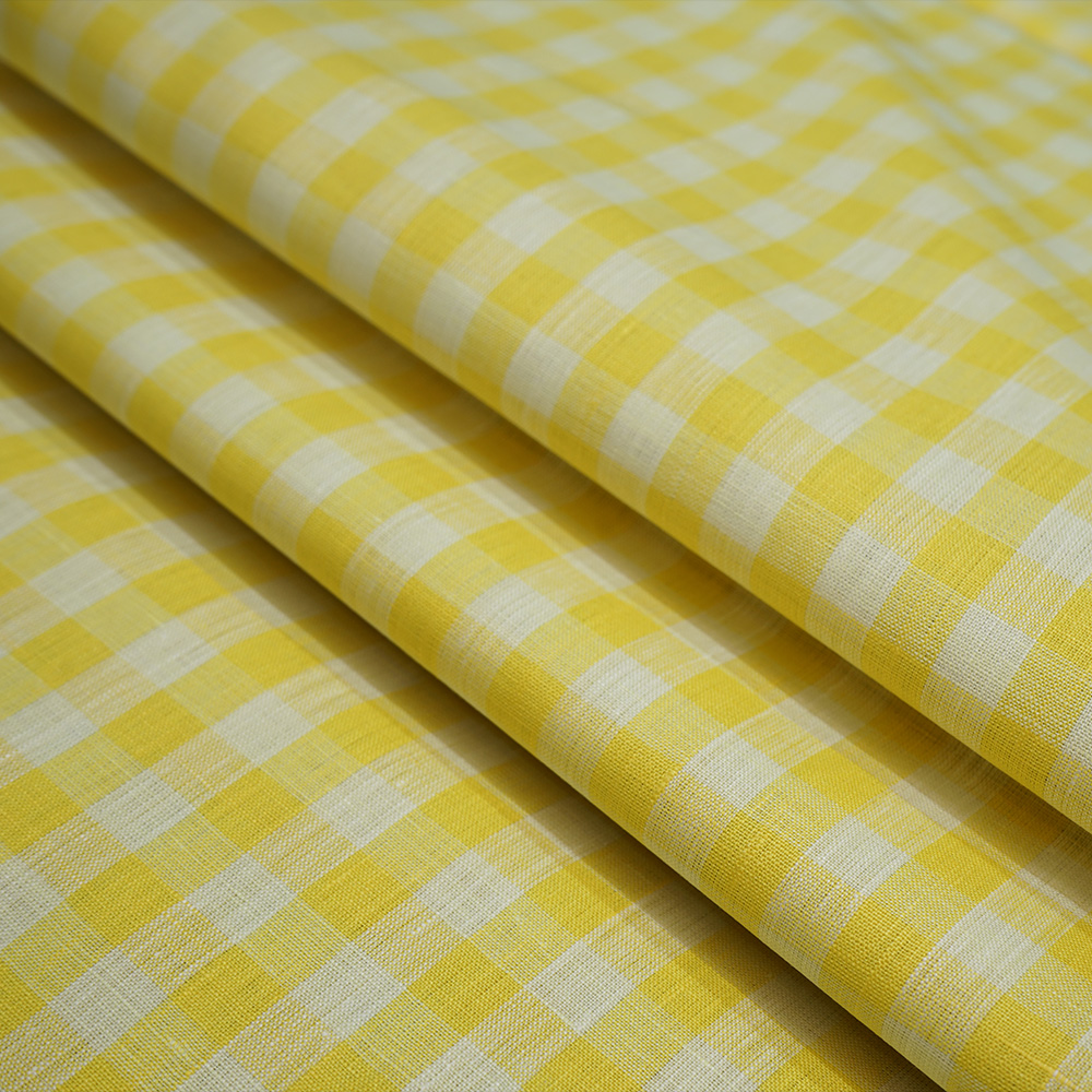 Raymond 100% Pure Linen Yellow Checks Fabric – Linen Avenue